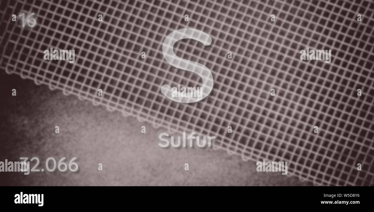 Sulfur chemical element atomic data and symbol illustration backdrop ...