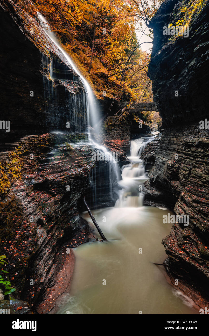 Watkins Glen Gorge Trail waterfalls canyon New York, USA Stock Photo ...