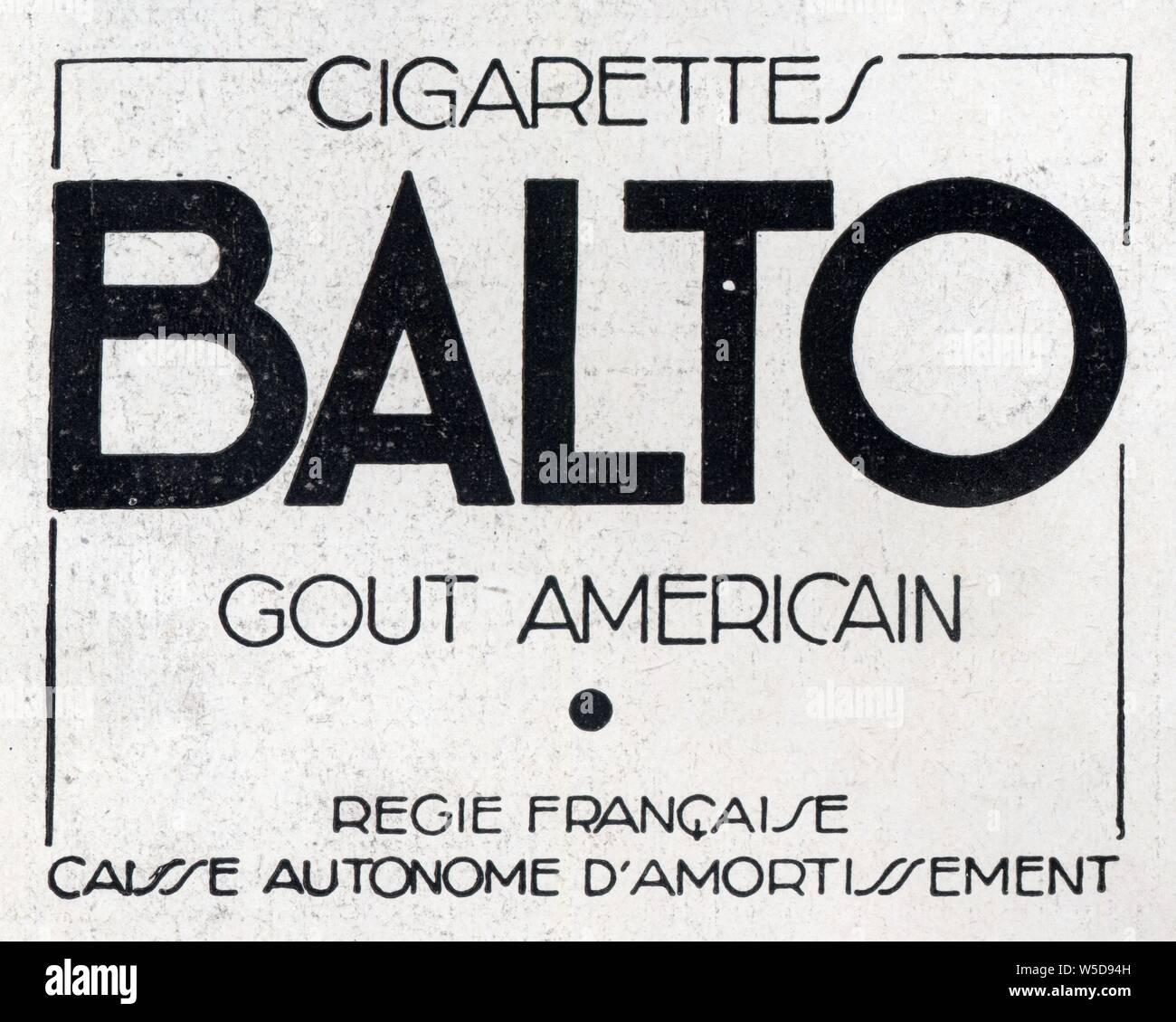 Publicité ancienne. 1937. Cigarettes Balto Stock Photo - Alamy