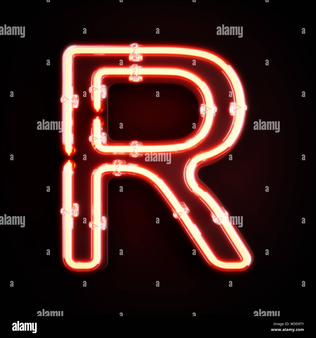 Neon light alphabet character R font. Neon tube letters glow effect on ...