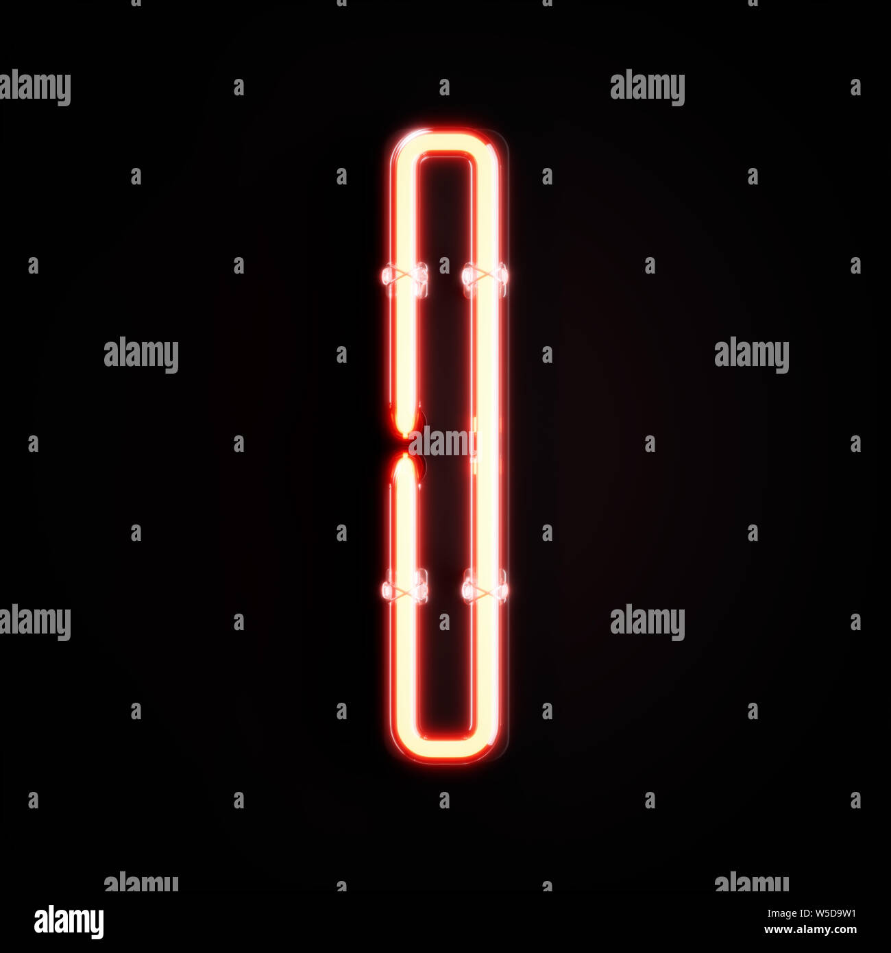 Neon light alphabet character I font. Neon tube letters glow effect on ...