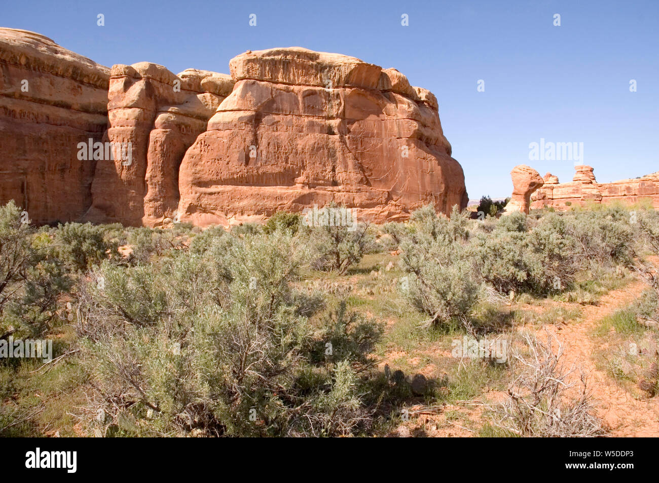 Golf ball and tee shaped red slickrock formation in the Davis Canyon ...
