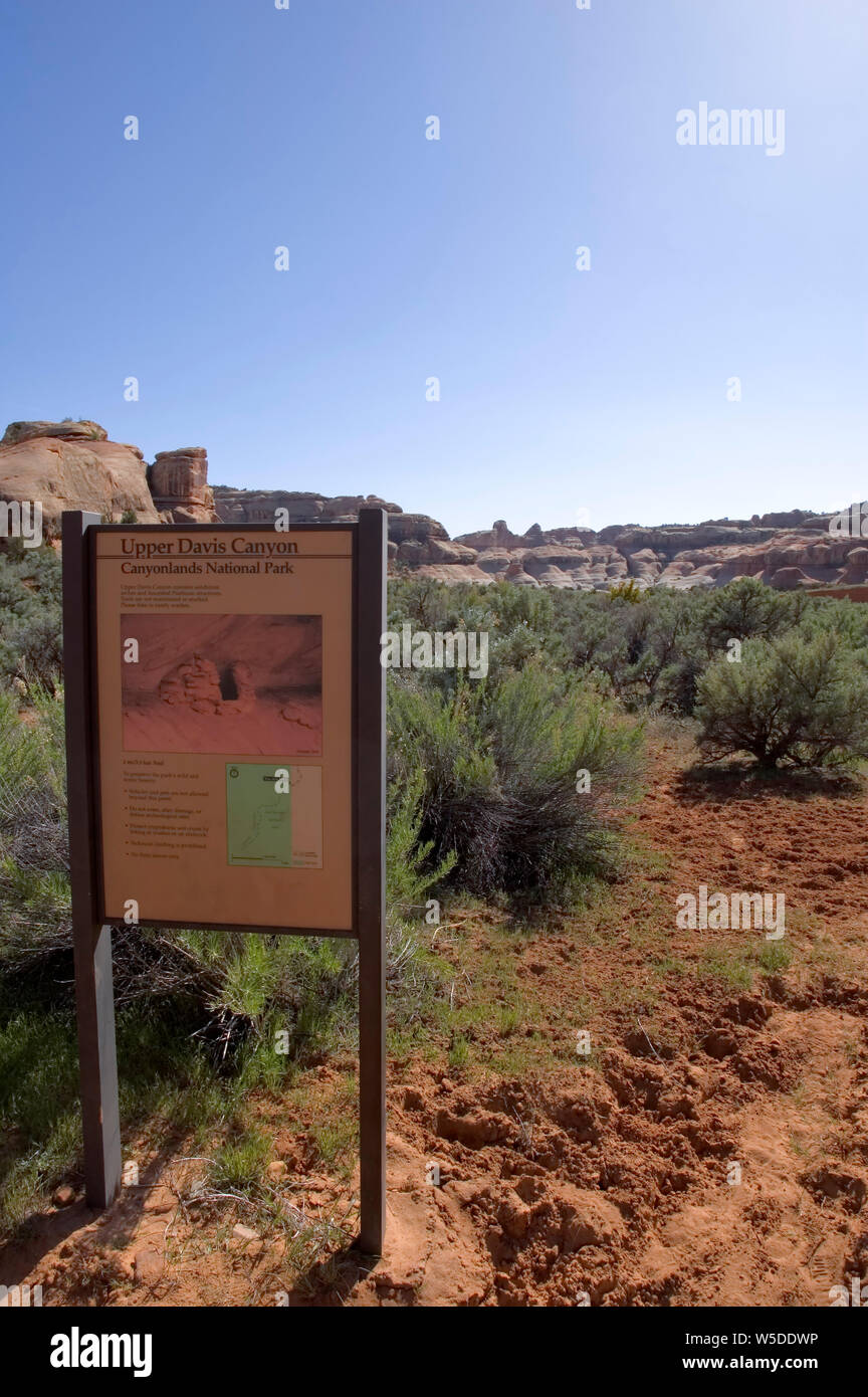 Signage of the Davis Canyon, Canyonlands National Park, Utah Stock ...