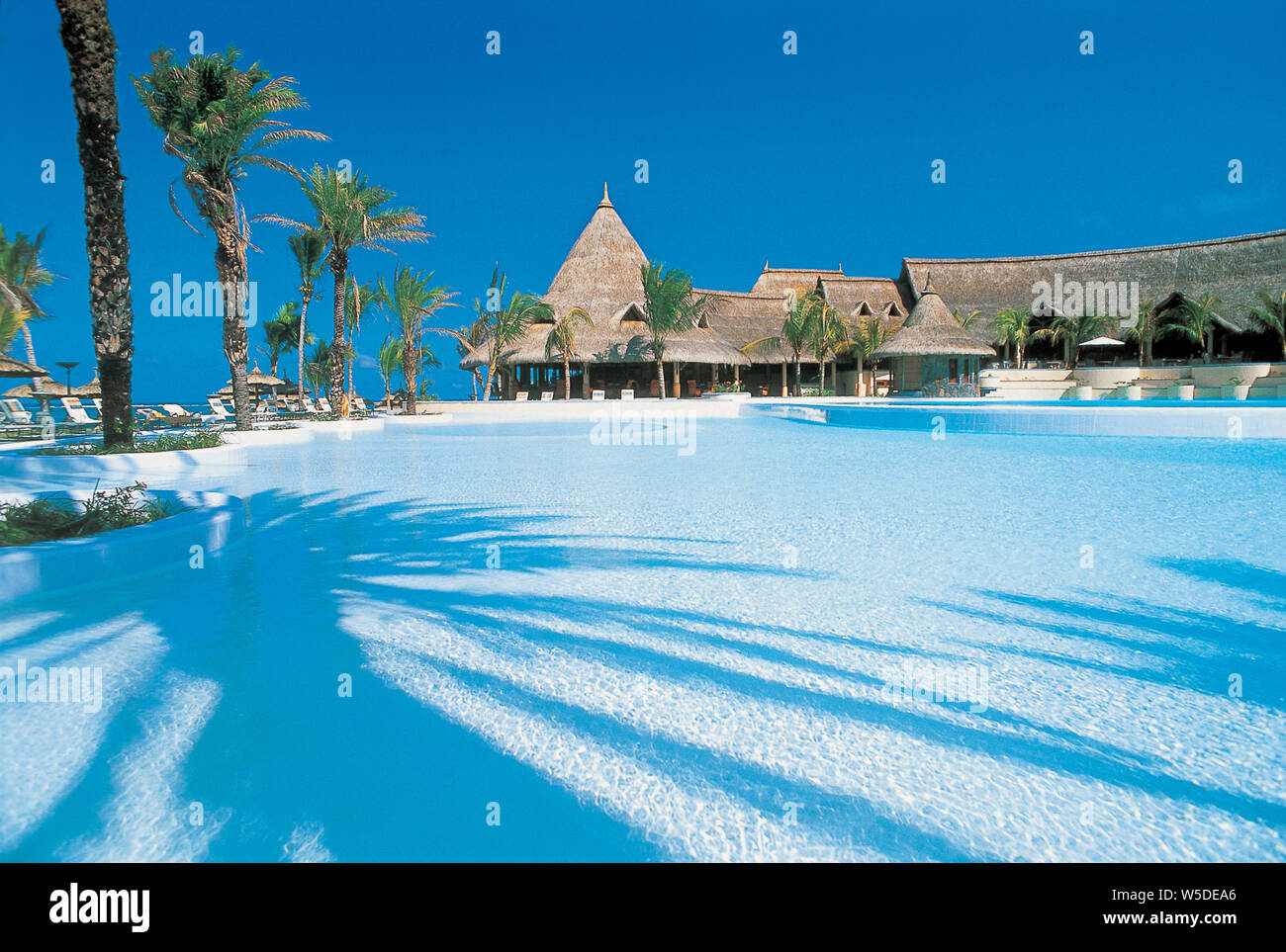 Mauritius: A giant hotel pool in a luxury hotel on the holiday island ...