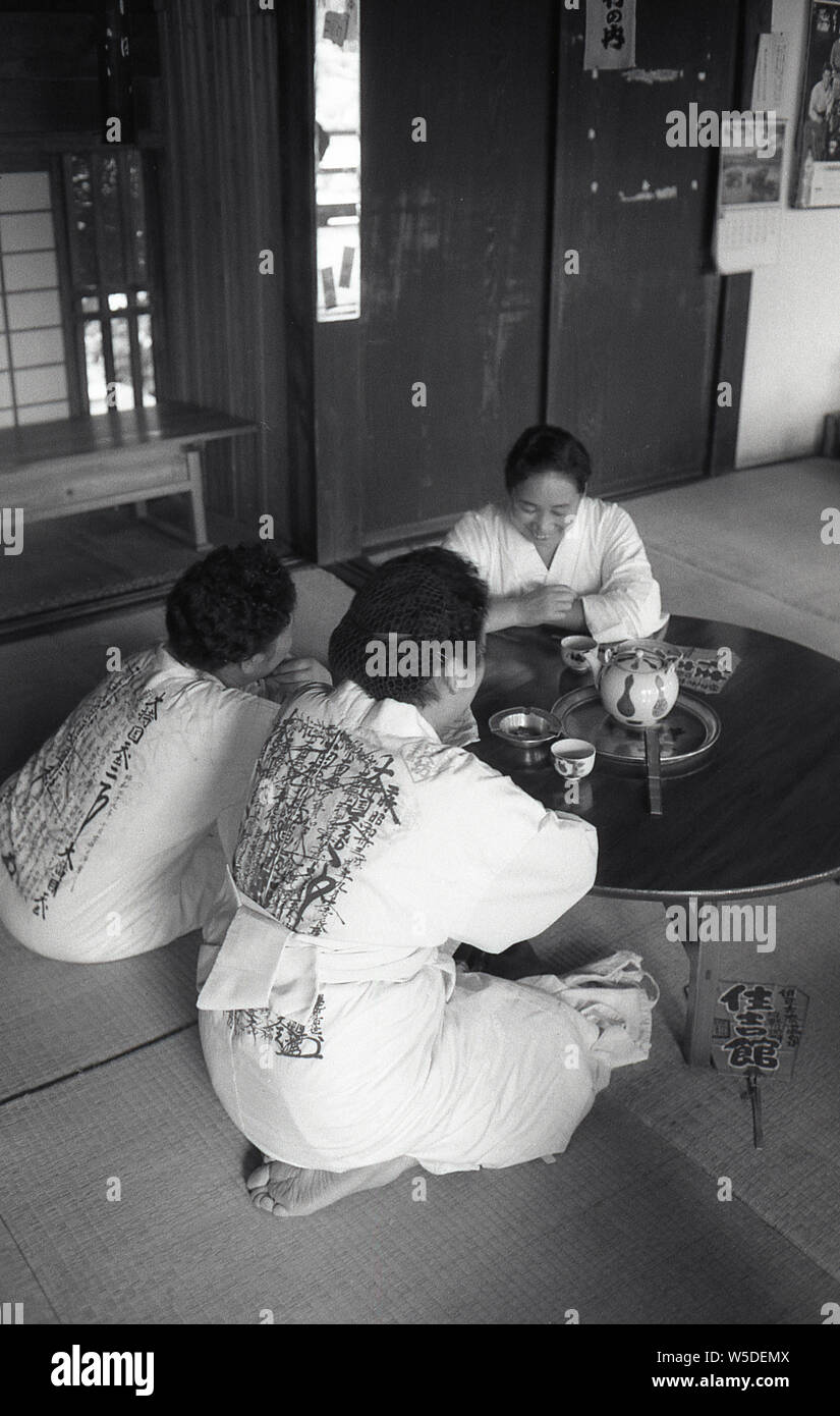 [ 1950s Japan - Female Pilgrims ] — Three female pilgrims in white ...