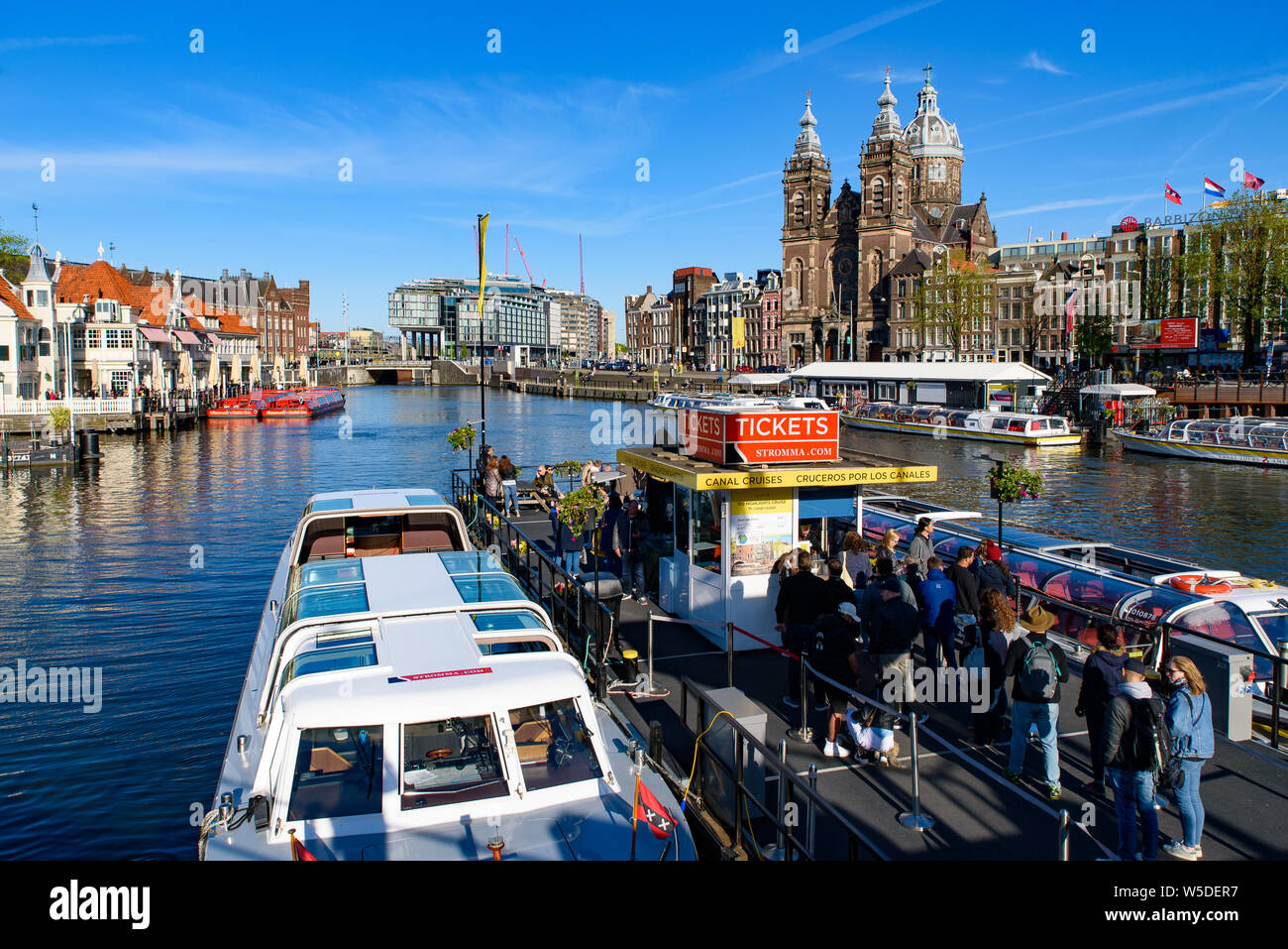 Boat tour and canal cruise in Amsterdam, Holland, Netherlands Stock ...
