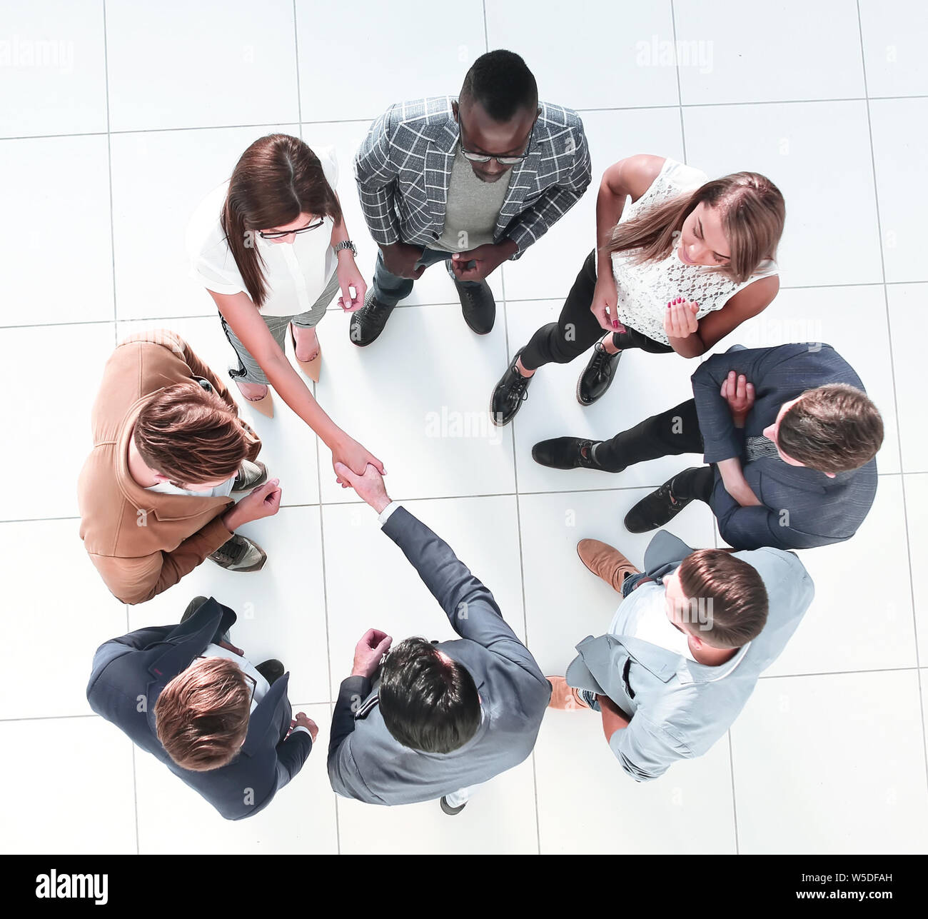 top view. handshake business people Stock Photo - Alamy