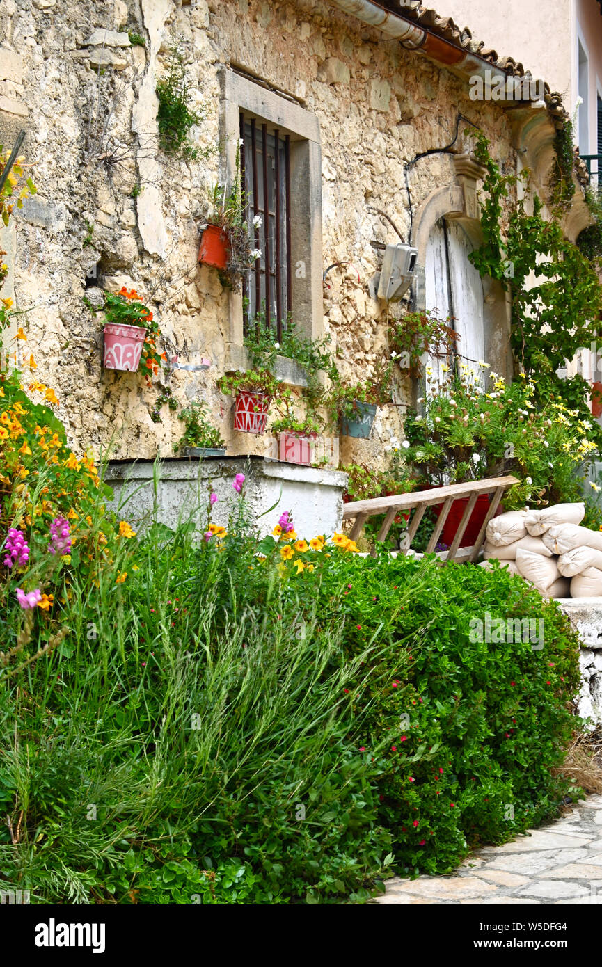 Village houses, Chlomos, Corfu, Greece Stock Photo - Alamy