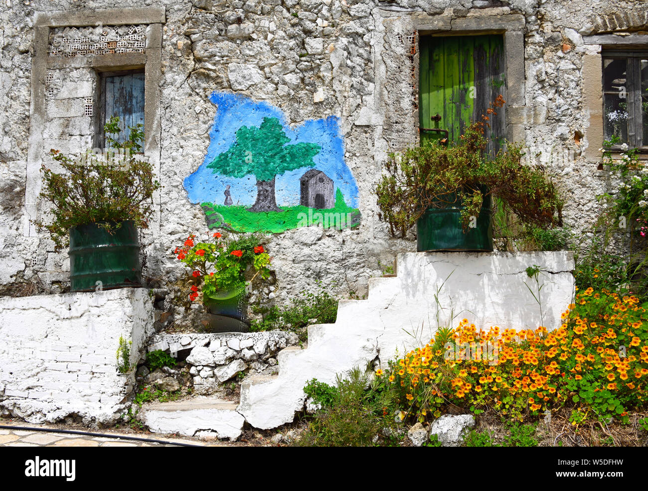 Village houses, Chlomos, Corfu, Greece Stock Photo - Alamy