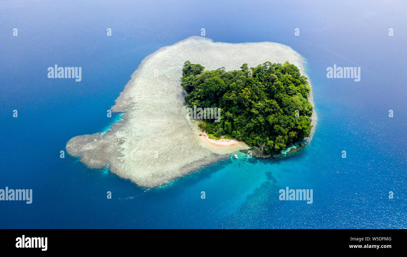 Aerial View of Restorf Island, Kimbe Bay, New Britain, Papua New Guinea ...