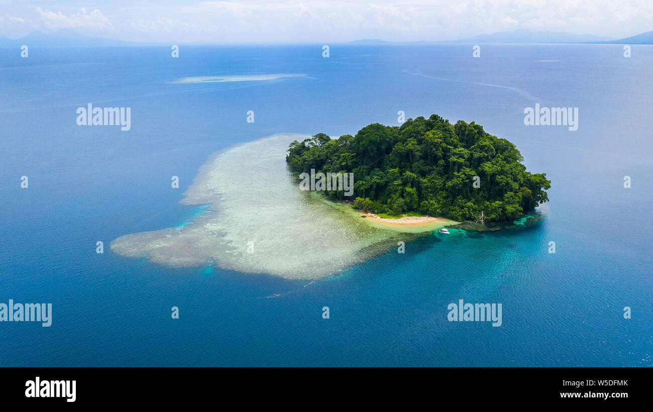 Aerial View of Restorf Island, Kimbe Bay, New Britain, Papua New Guinea ...