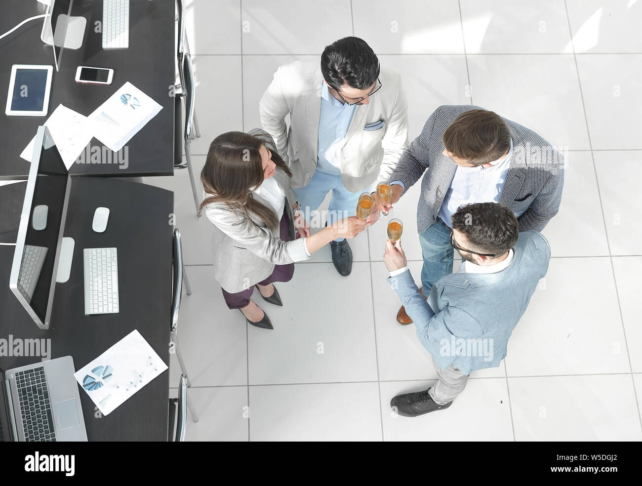 top view.a successful business team celebrates success Stock Photo - Alamy