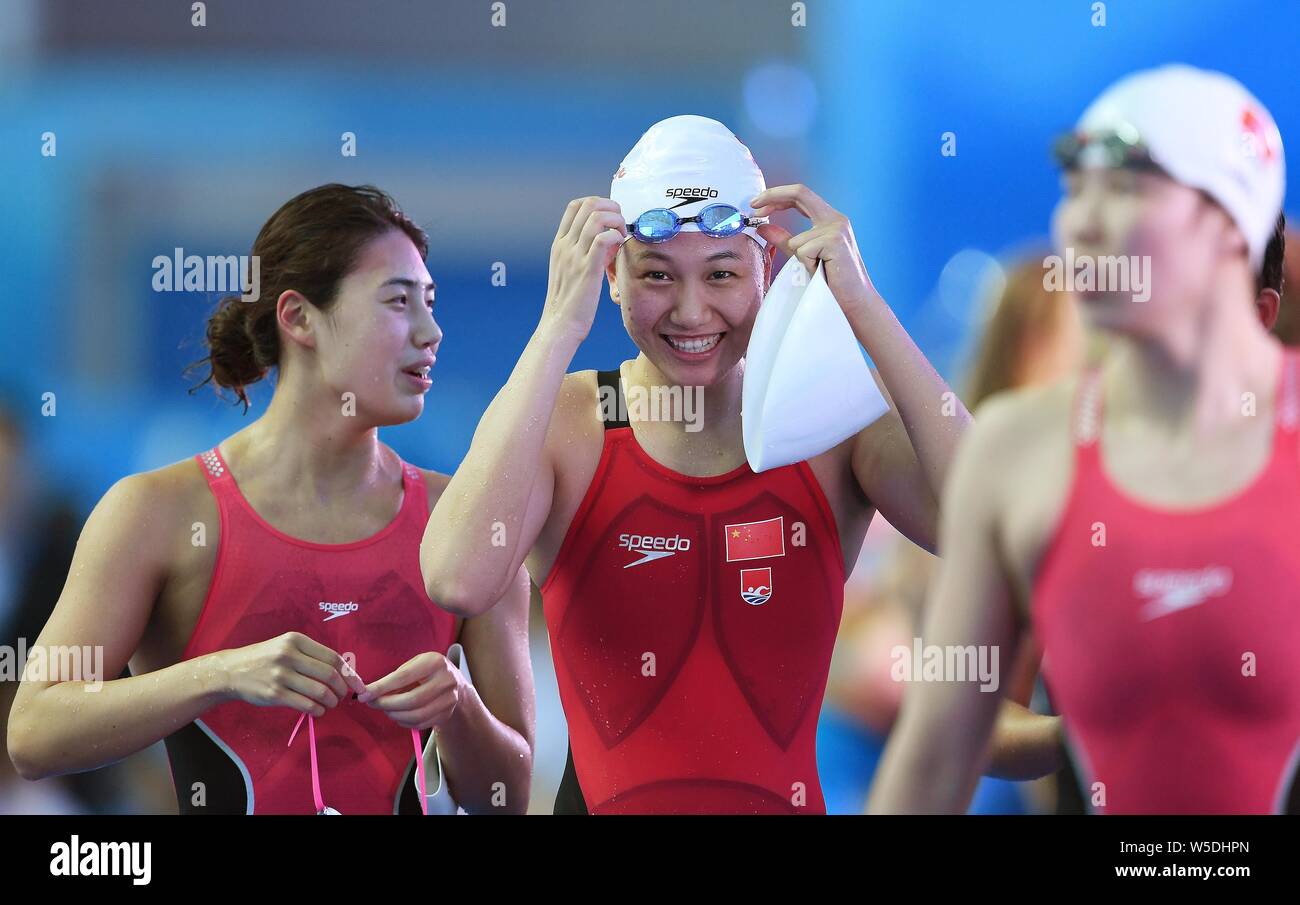 Gwangju, South Korea. 28th July, 2019. Zhang Yufei (L) and Yu Jingyao ...