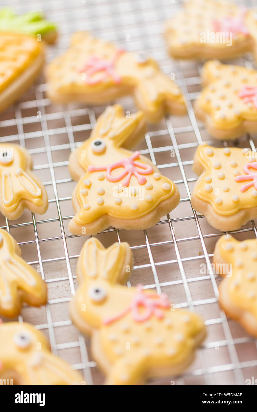 Easter sugar cookies decorated with royal icing of different colors ...