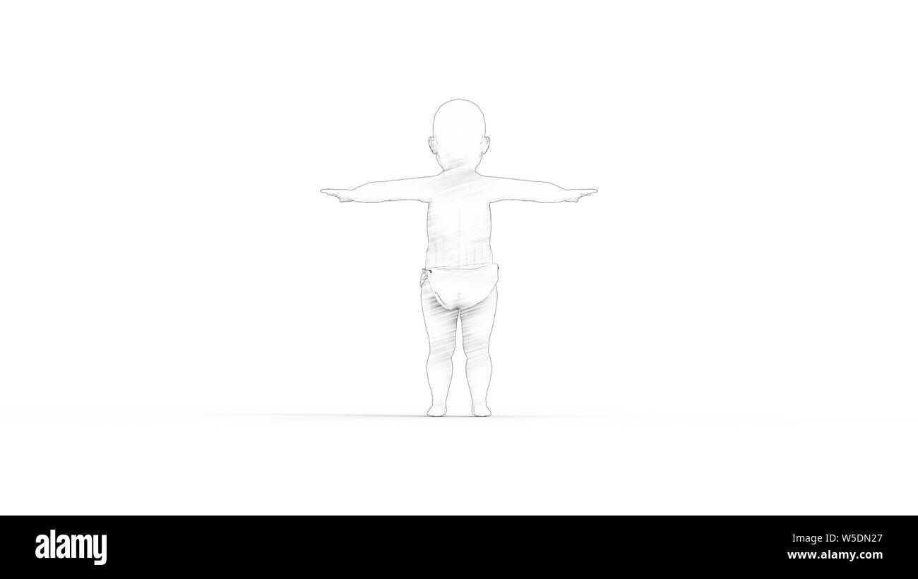 3d rendering of a standing baby isolated in white studio background ...