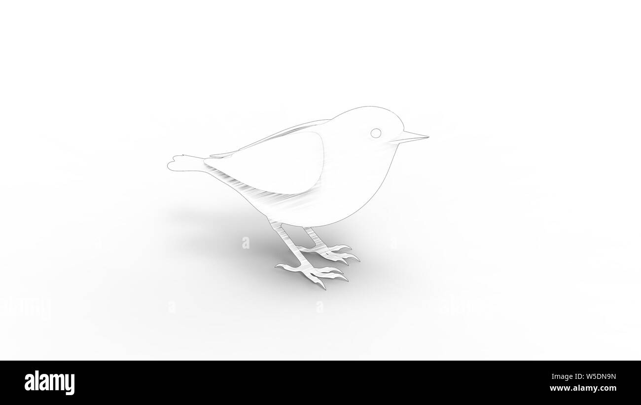 3d rendering of a computer model small bird isolated in white ...