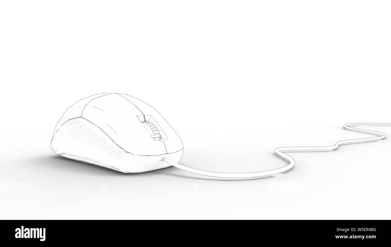 3D rendering of a computer model mouse isolated in white studio ...
