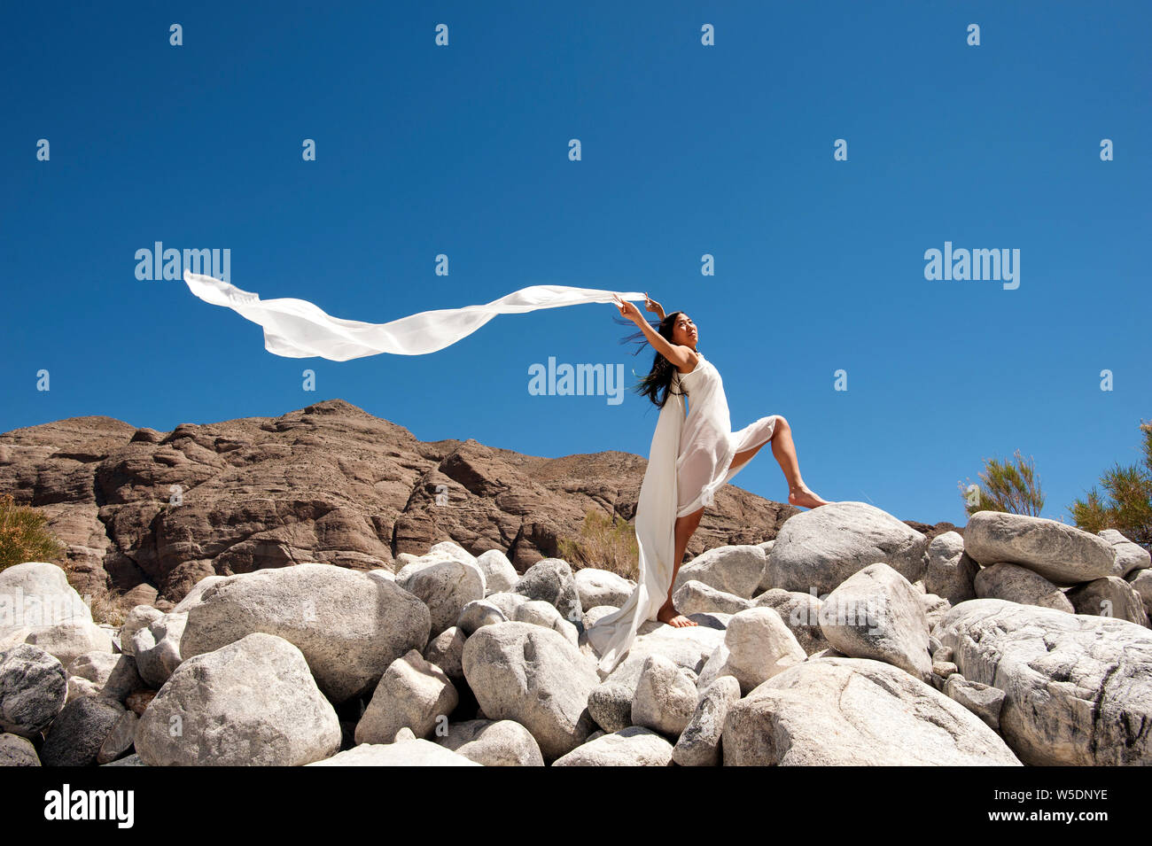 Beautiful spiritual asian Korean American woman wearing white with her ...