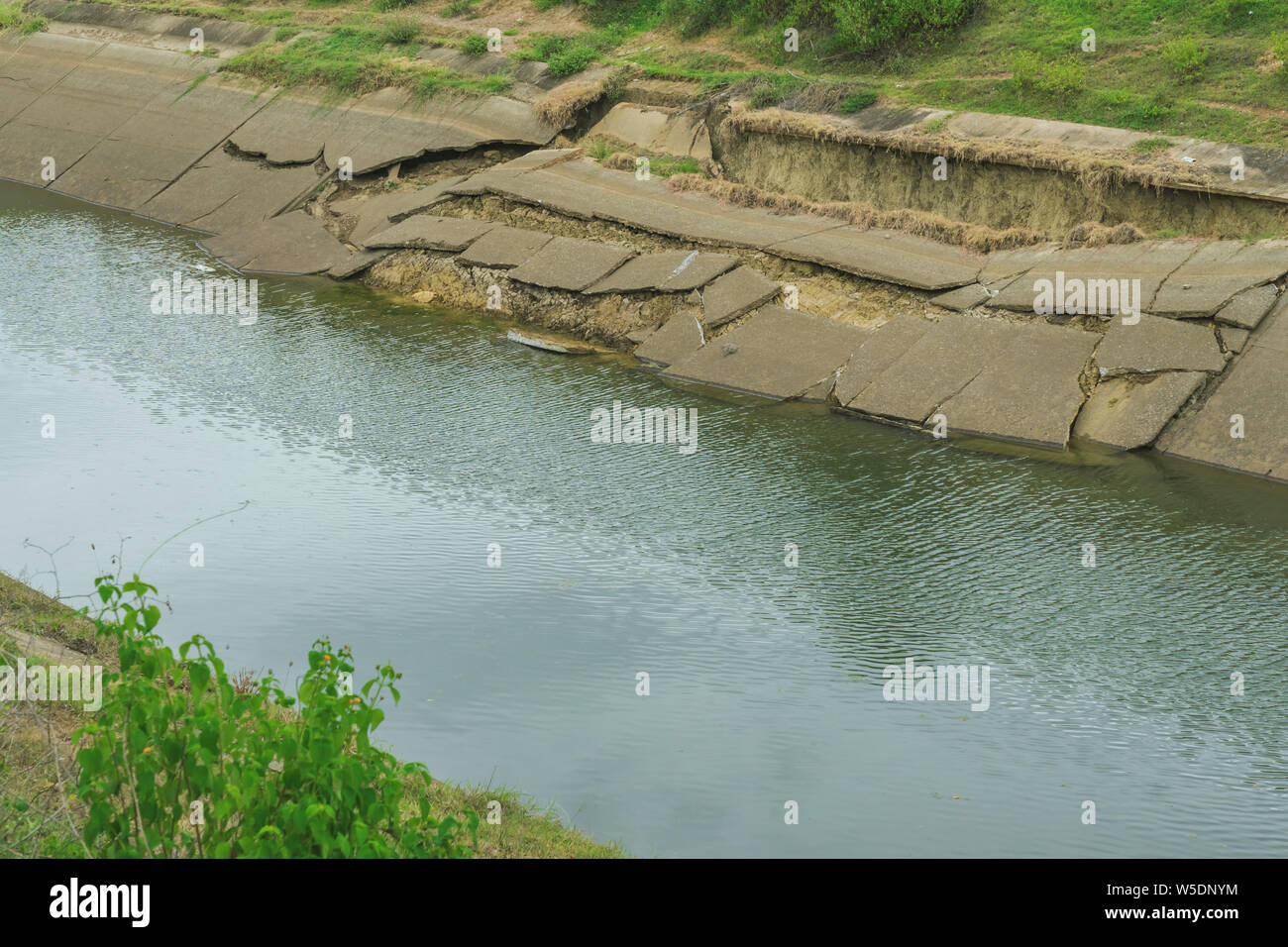 Irrigation canal or irrigation channel in concrete wall Send water from ...