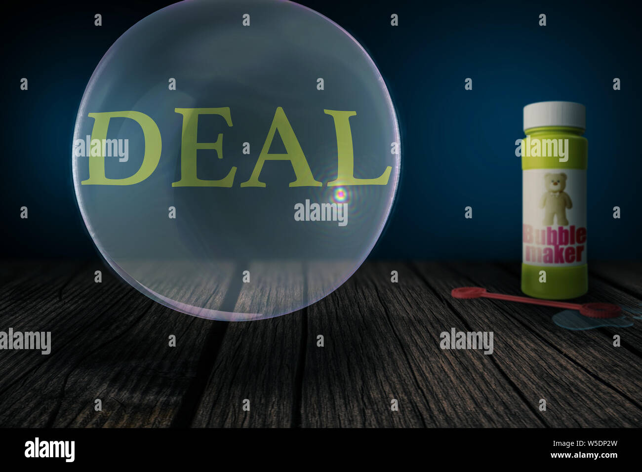 a deal is threatening to explode like a soap bubble -3D-Illustration ...