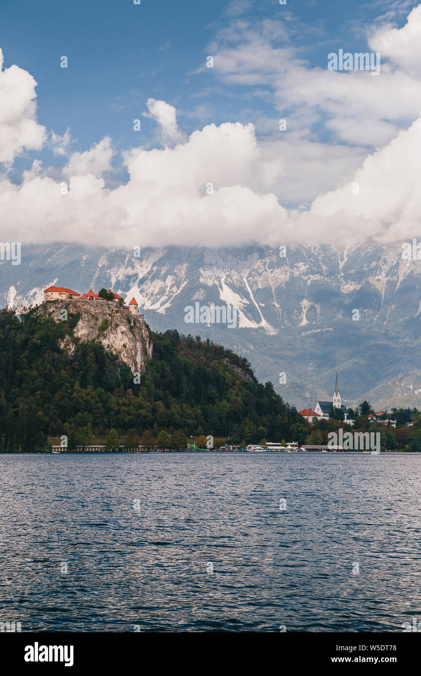 Close up view of the Bled Castle, the Bled city, St. Martin's Parish ...