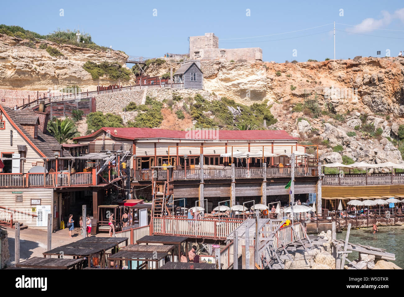 Popeye Village, Malta - July 19, 2019. Interior of the Popeye village ...
