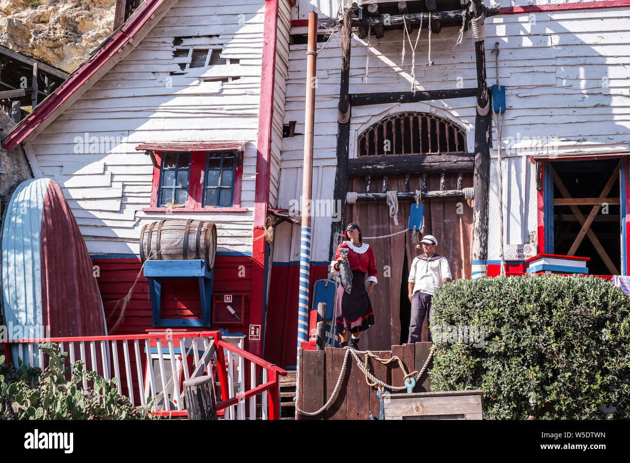 Popeye Village, Malta - July 19, 2019. Interior of the Popeye village ...
