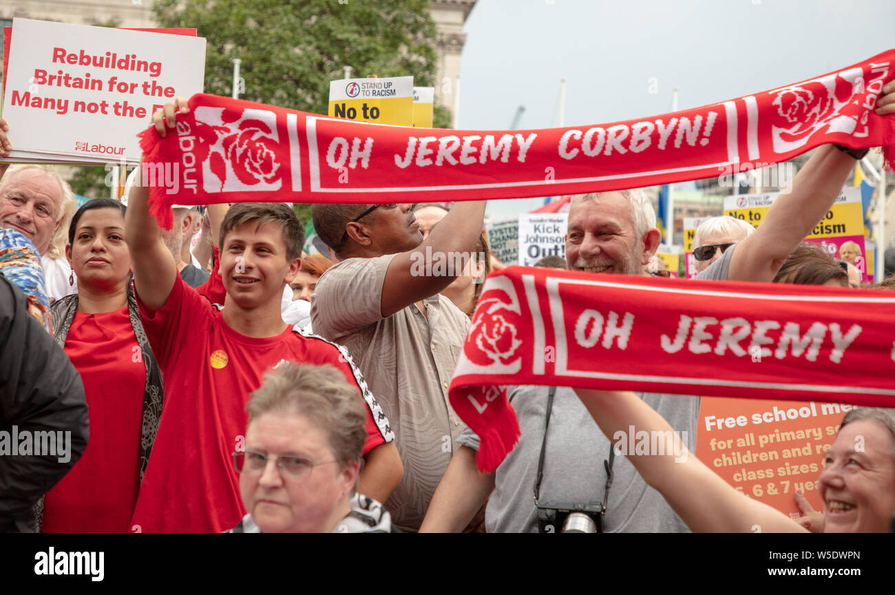 London, UK. 25th July 2019. Hardcore of supporters and participants at ...