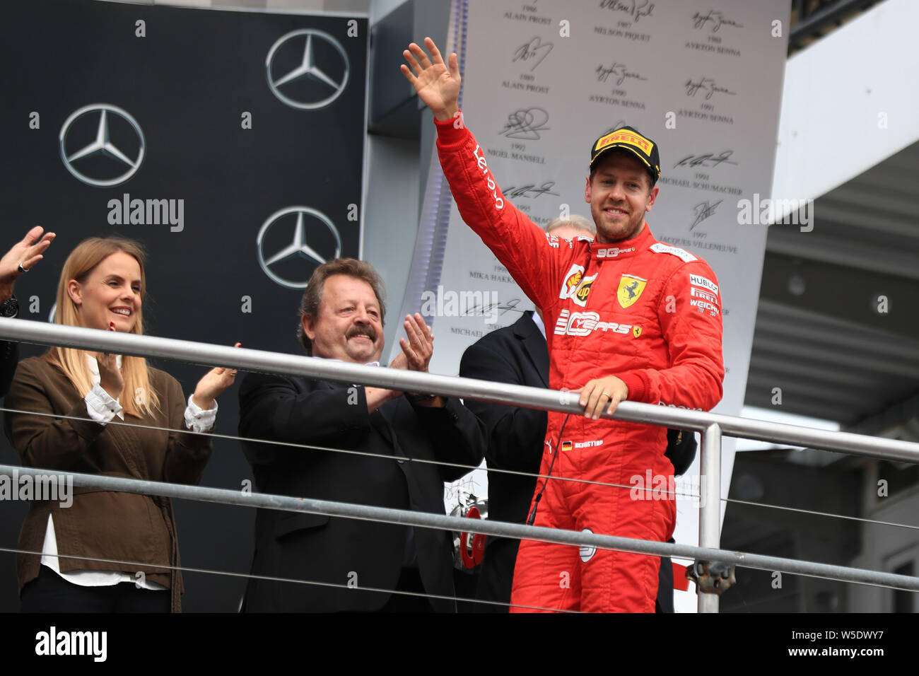 Ferrari celebrates on podium sebastian vettel hi-res stock photography ...