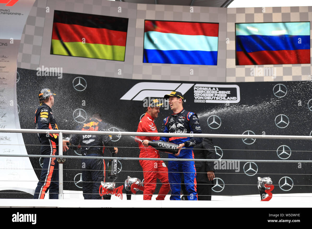 Ferrari celebrates on podium max verstappen hi-res stock photography ...