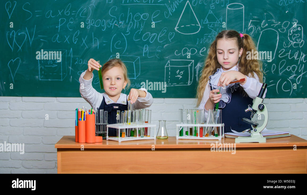 Test tubes with colorful substances. School equipment for laboratory ...