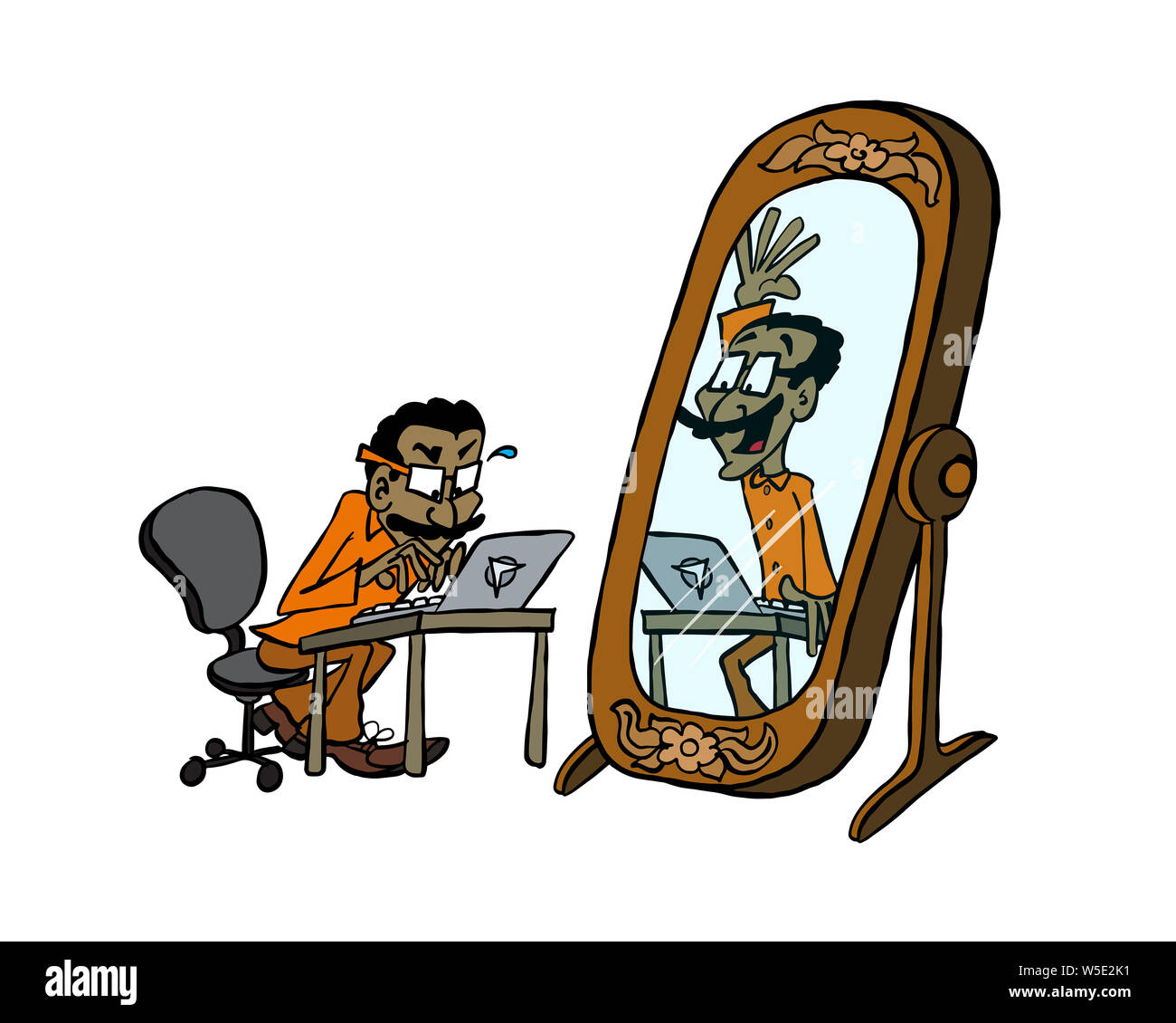 Businessman behind computer Cut Out Stock Images & Pictures - Alamy