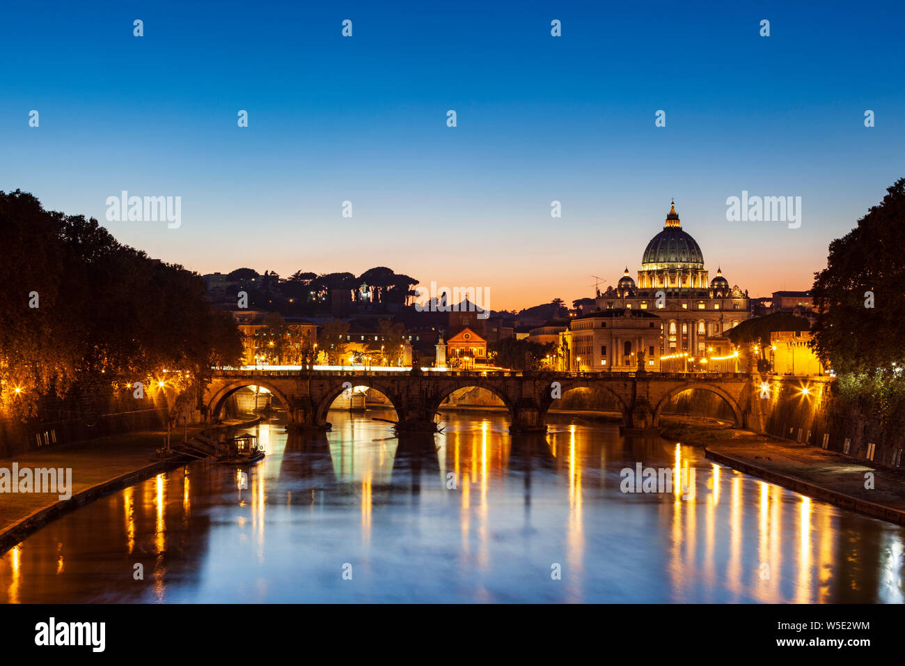 View of St Peter's Basilica, the Vatican and Ponte Sant'Angelo from ...