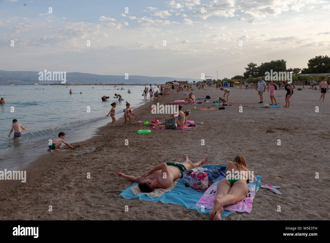 The sand beach in Omiš, Croatia Stock Photo - Alamy