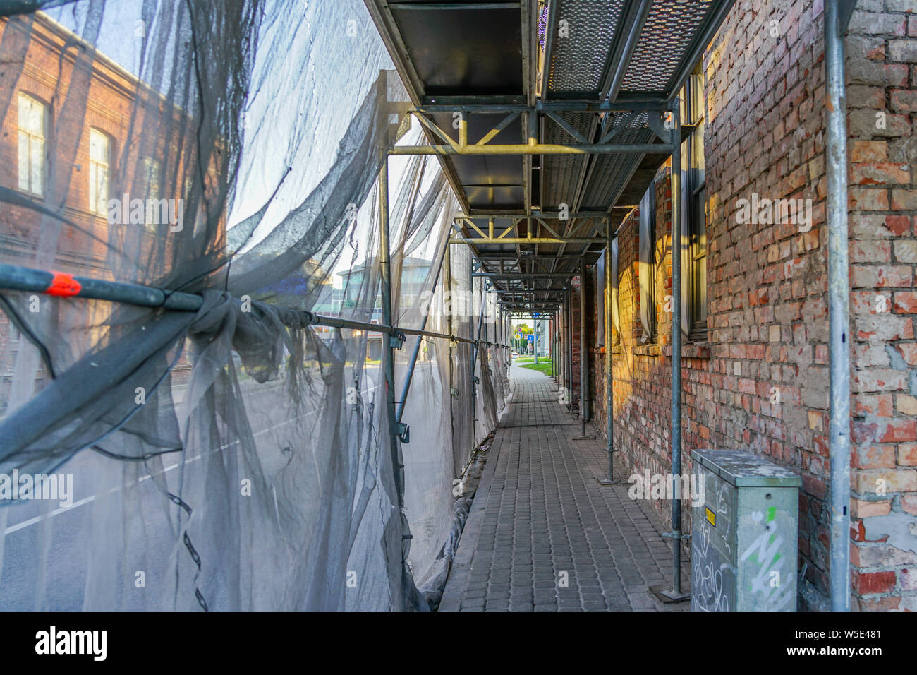 The net cover and footbridge for pedestrian protection during building ...