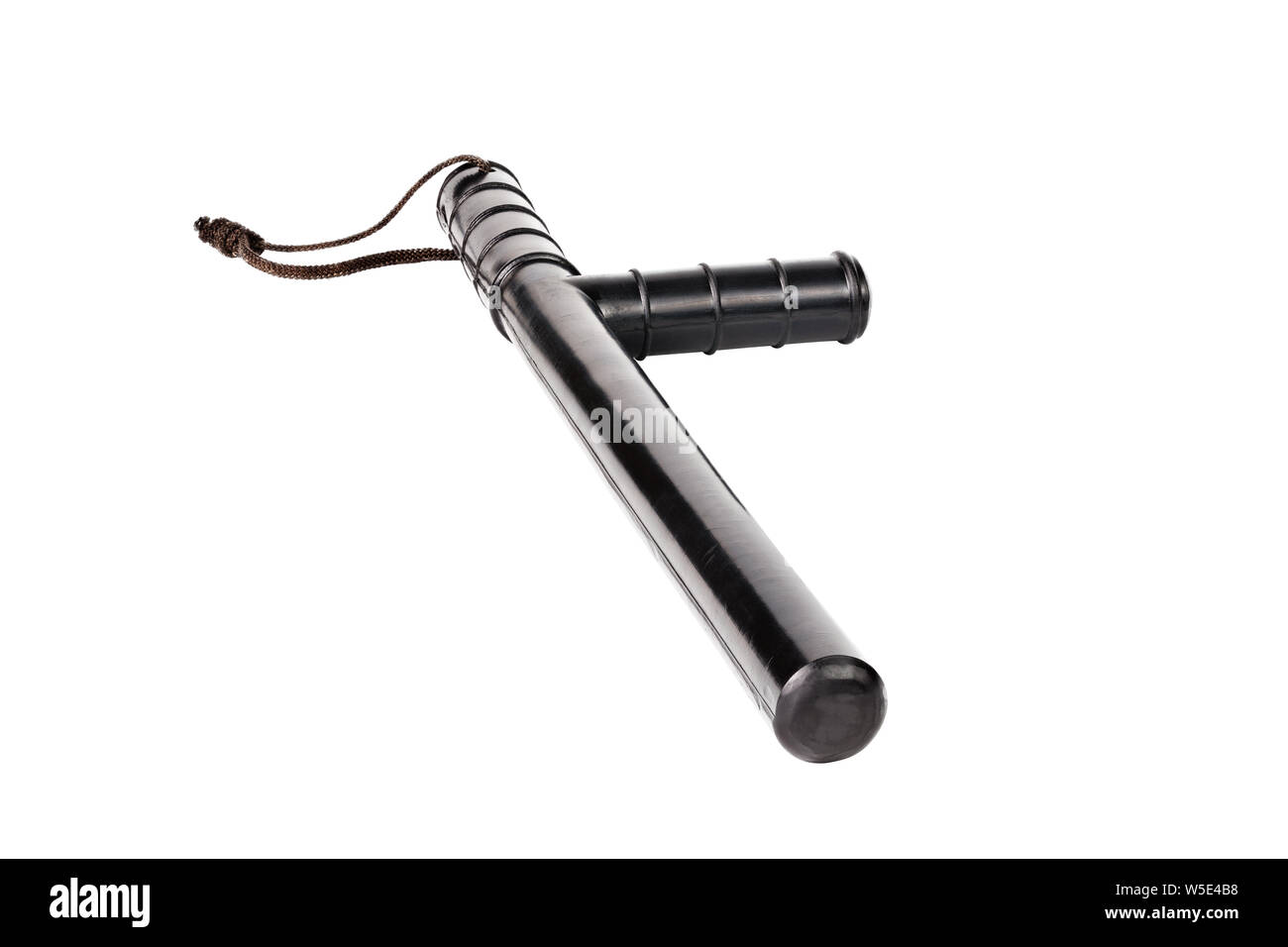 Black classic rubber police baton with lanyard isolated on white ...