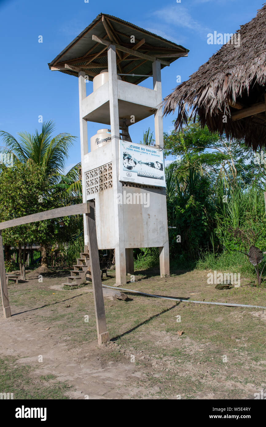 Water Treatment Tower at San Jose de Paranapura on the Peruvian Amazon ...
