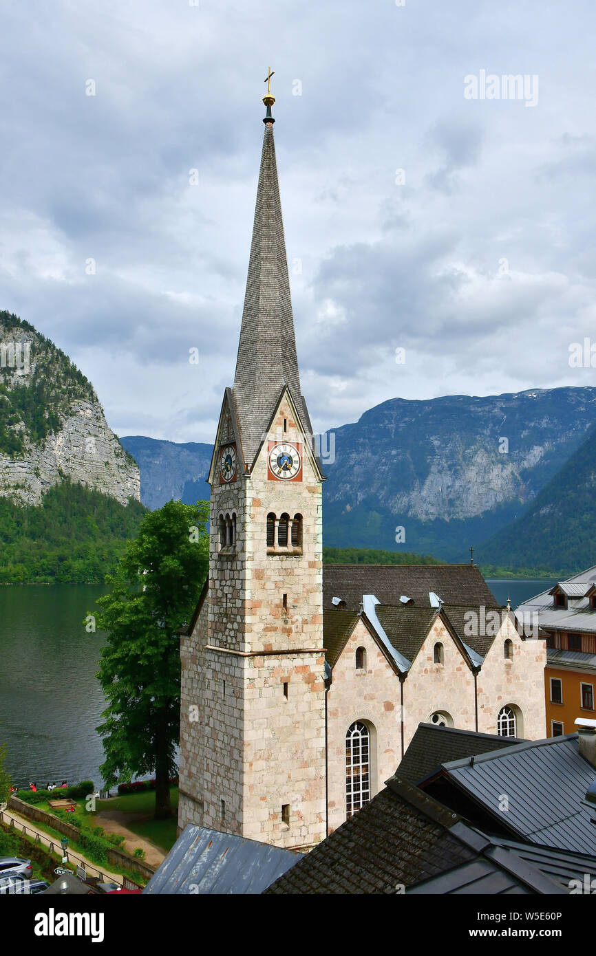 Evangelical church, Hallstatt, Austria, Europe Stock Photo - Alamy