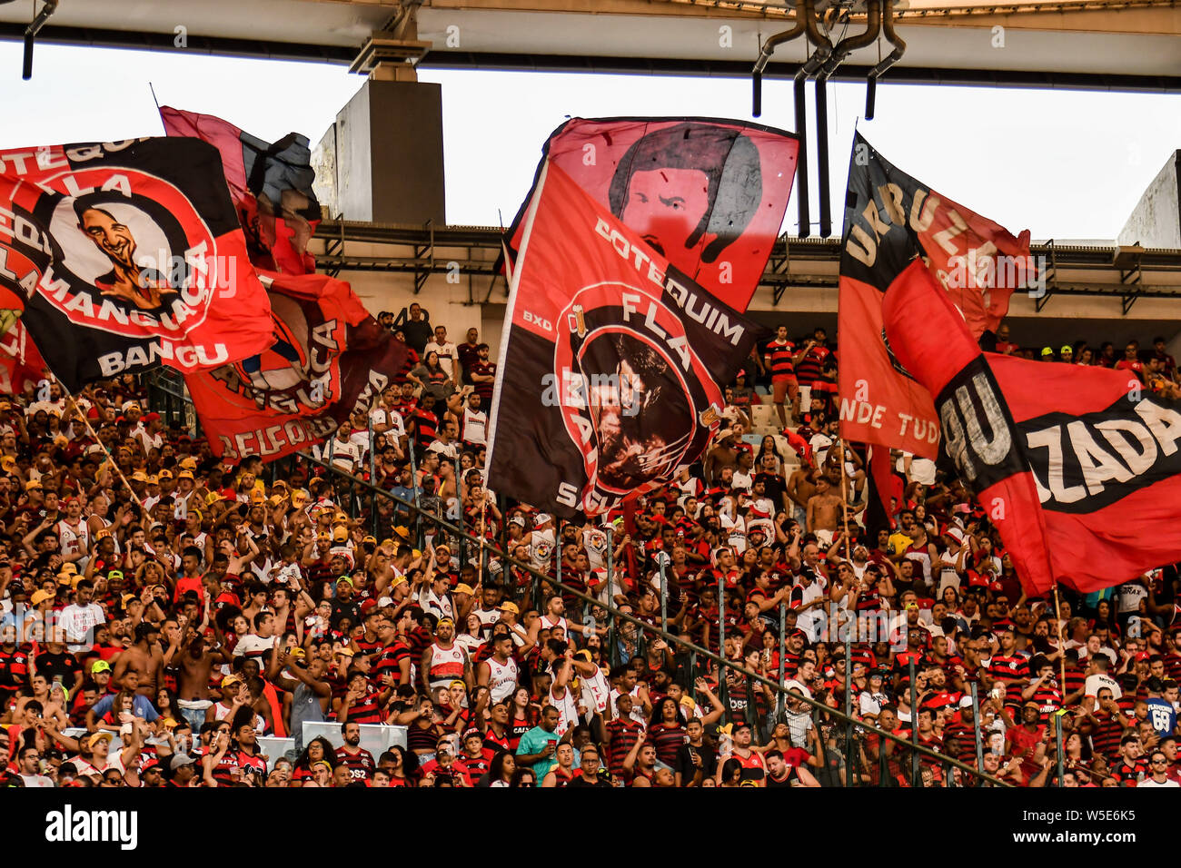 Rio De Janeiro, Brazil. 28th July, 2019. Flamengo fans during Flamengo ...