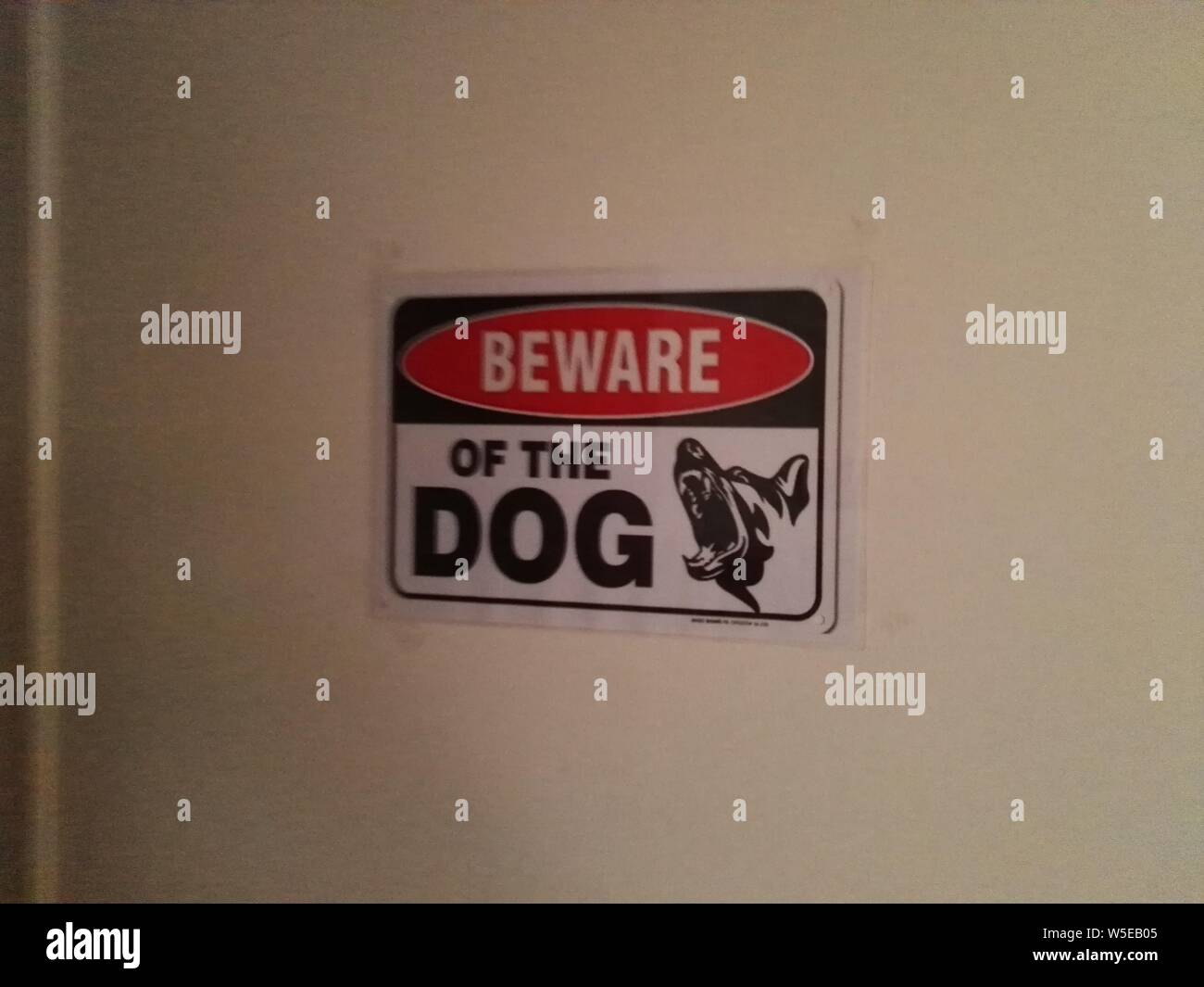 Beware of the dog poster Stock Photo - Alamy