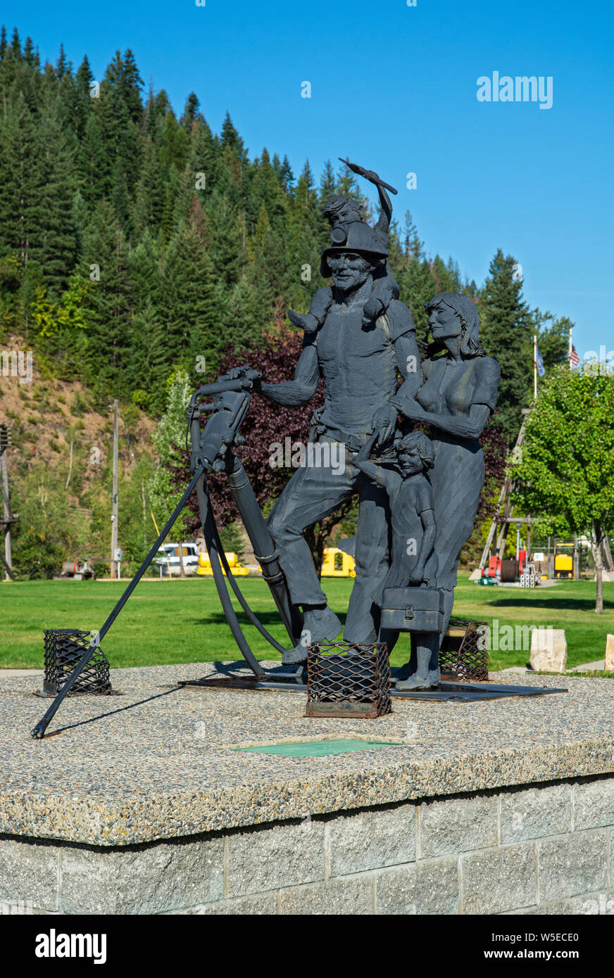 Idaho, Wallace, founded 1884, Visitor Center, statue dedicated to ...