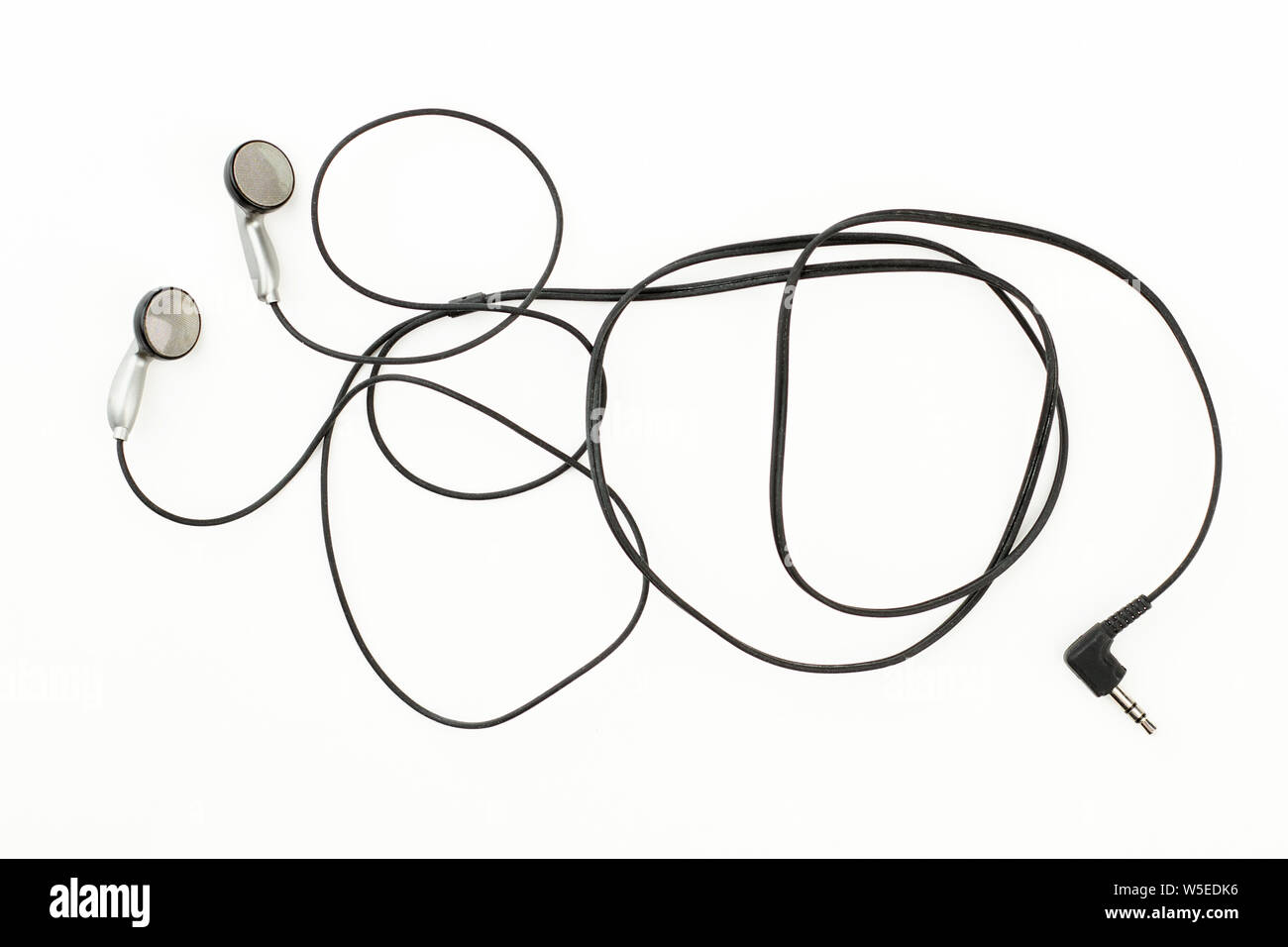 Grey earbuds over white background Stock Photo - Alamy