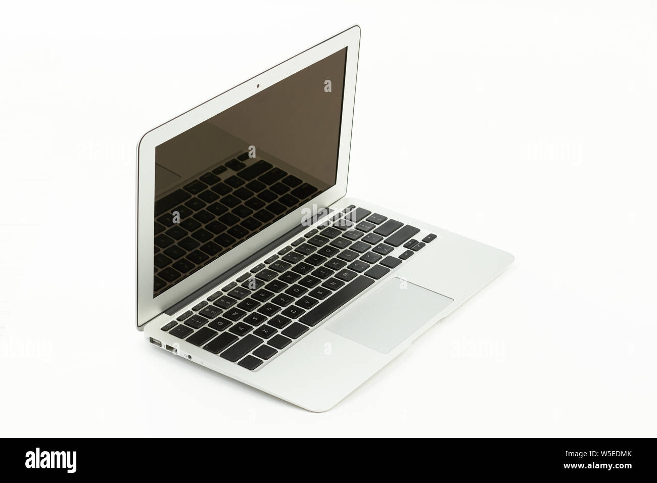 Opened laptop computer on white background Stock Photo - Alamy