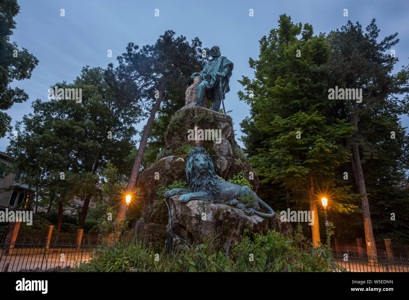 Statue of Giuseppe Garibaldi and the Venetian Lion in Venice Stock ...