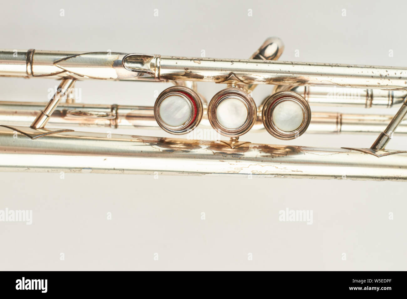 Valve of trumpet close up Stock Photo - Alamy