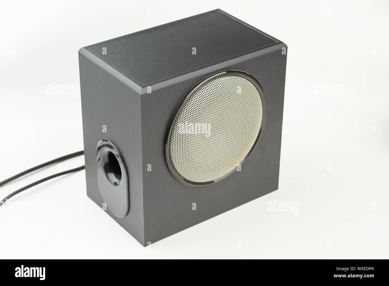 Black stereo box with round speaker Stock Photo - Alamy