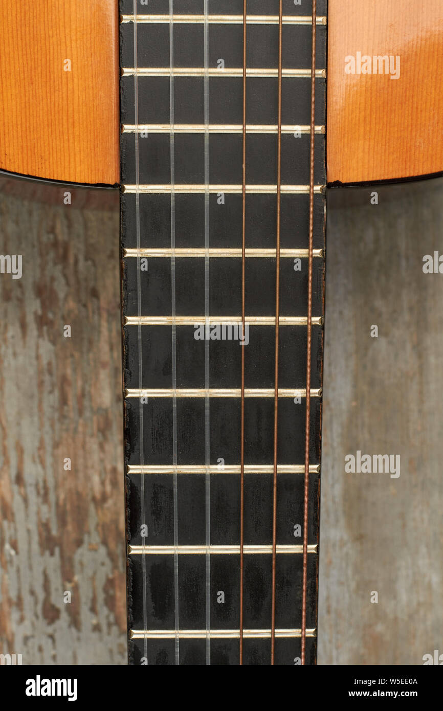 Acoustic guitar fretboard Stock Photo - Alamy