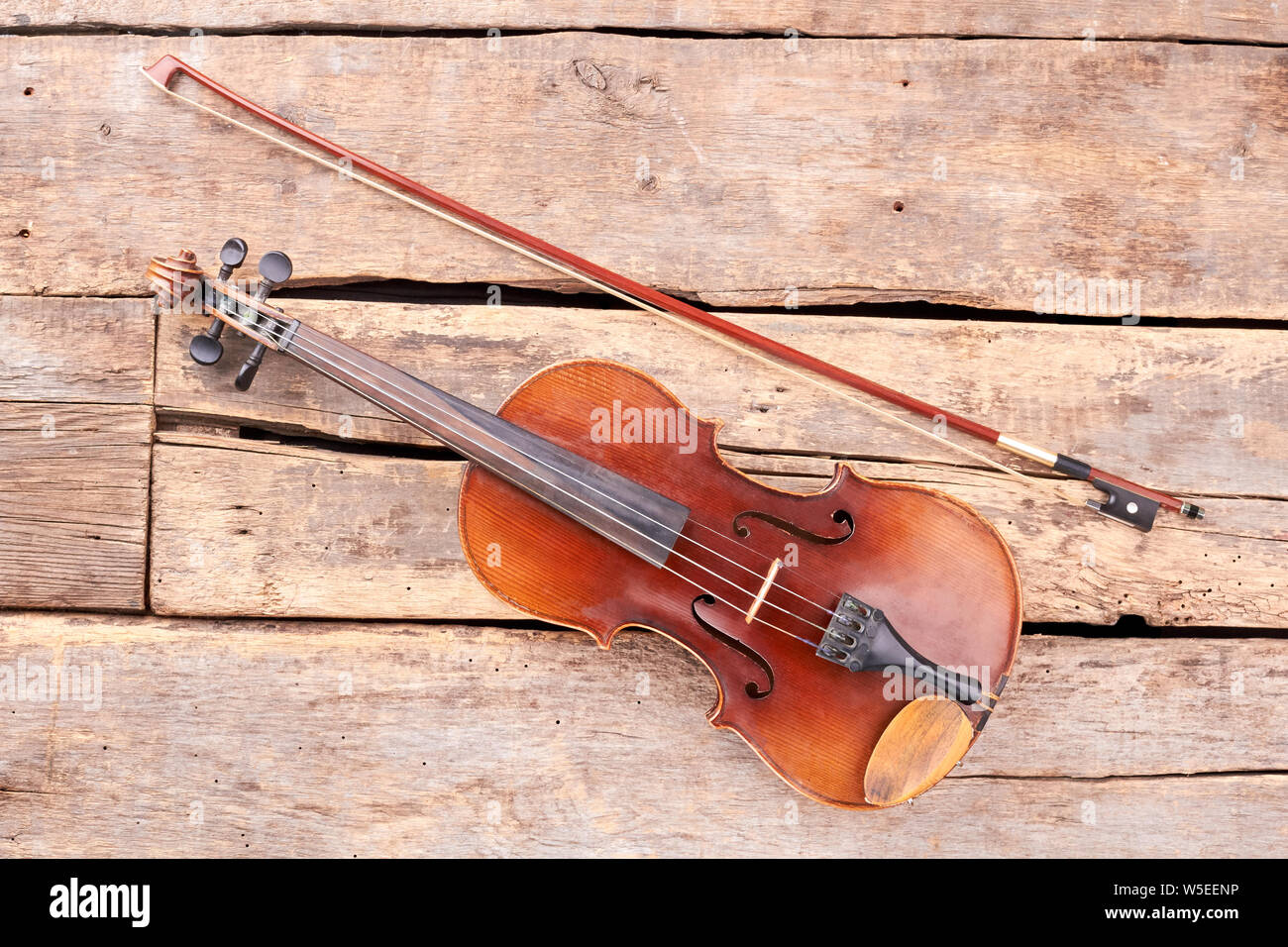 Old violin and fiddle stick Stock Photo - Alamy