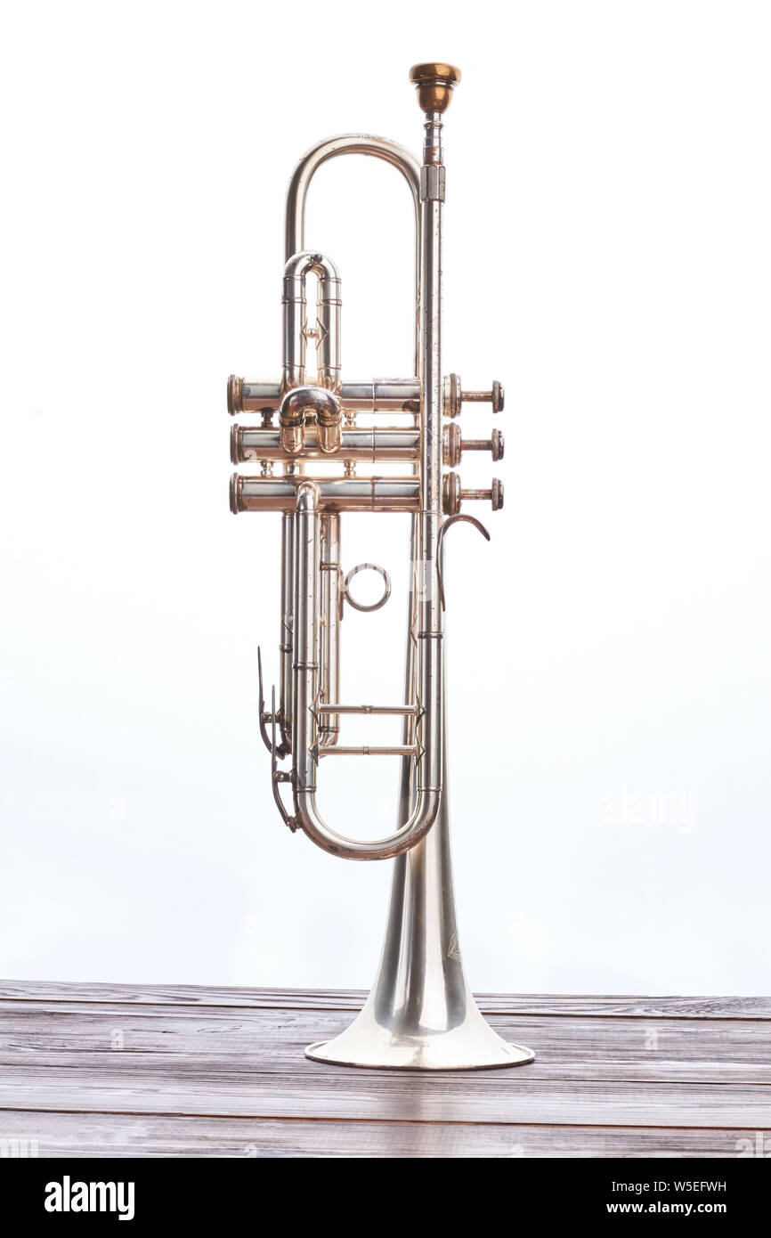 Trumpet instrument over white background Stock Photo - Alamy
