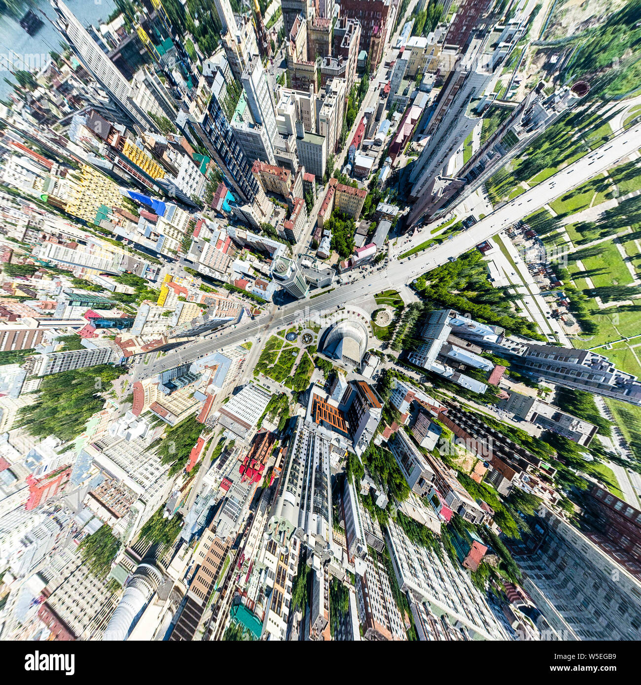 Aerial city view with roads, houses and buildings Stock Photo - Alamy